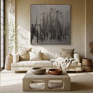 Black Textured Painting, Original Black Abstract Painting, Black 3D ...