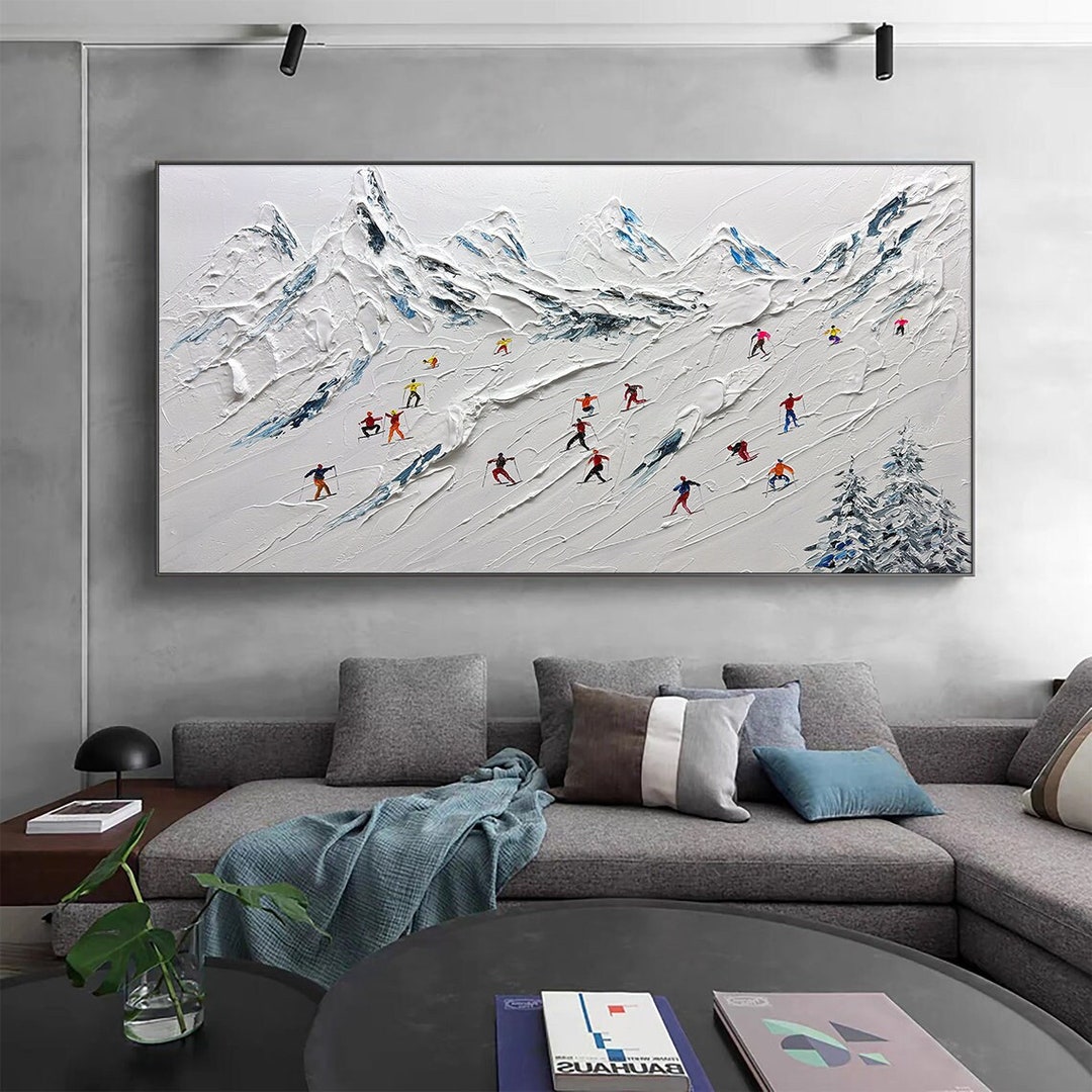 Original Ski Sport Painting on Canvas Custom Painting Texture Wall Art ...