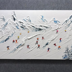 Original Ski Sport Painting on Canvas Custom Painting Texture Wall Art ...