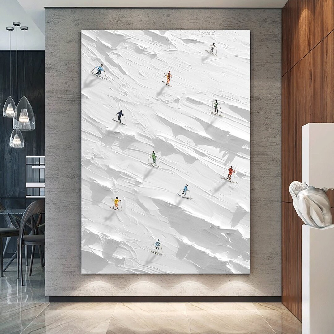 Original Ski Sport Painting on Canvas Custom Painting Texture Wall Art ...
