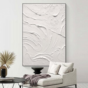 Large White Abstract Painting White 3D Textured Painting Pure White Abstract Painting Pure White ...