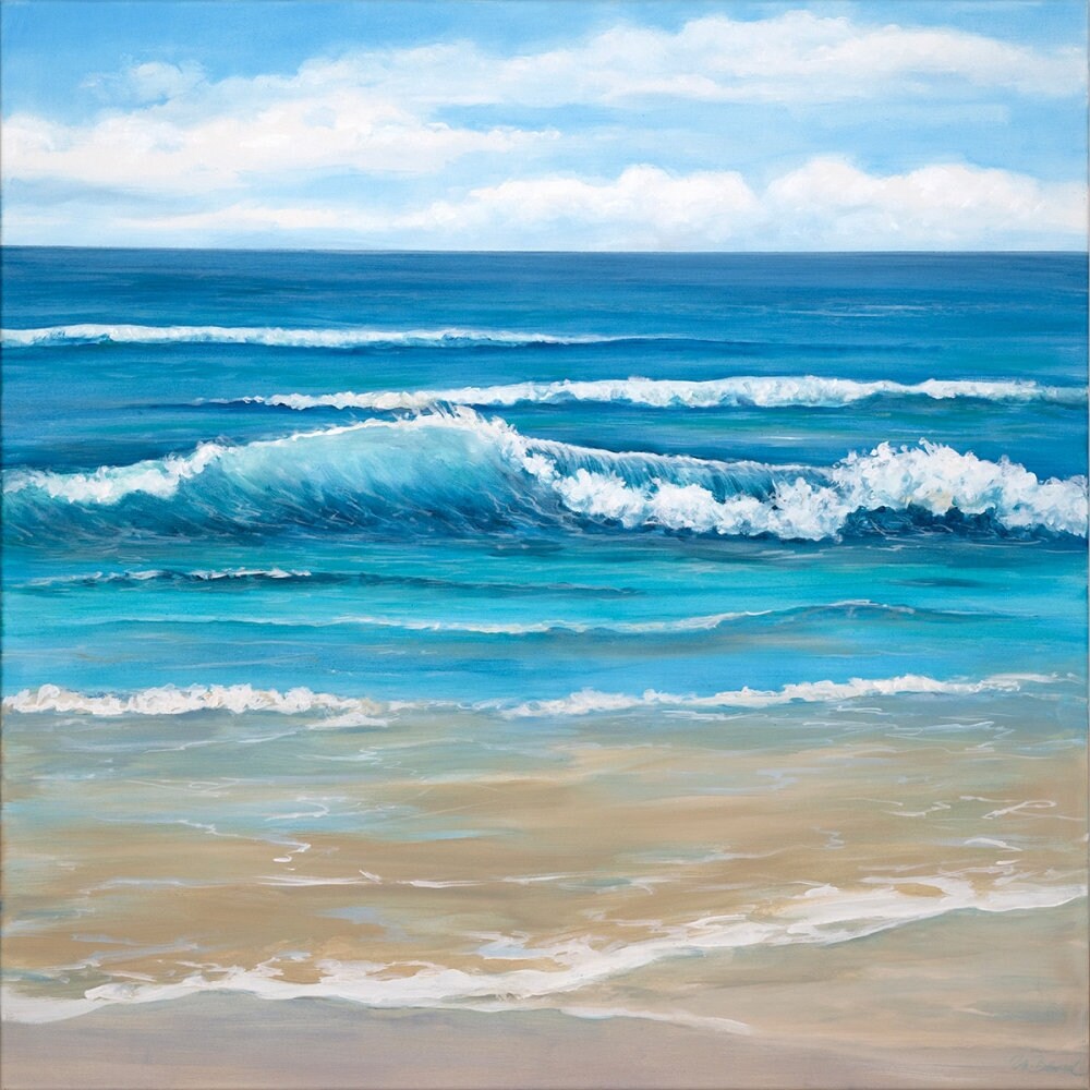 Atelier Benad Surf Wave Original Acrylic Painting 90 X 90 Cm Sea/water ...