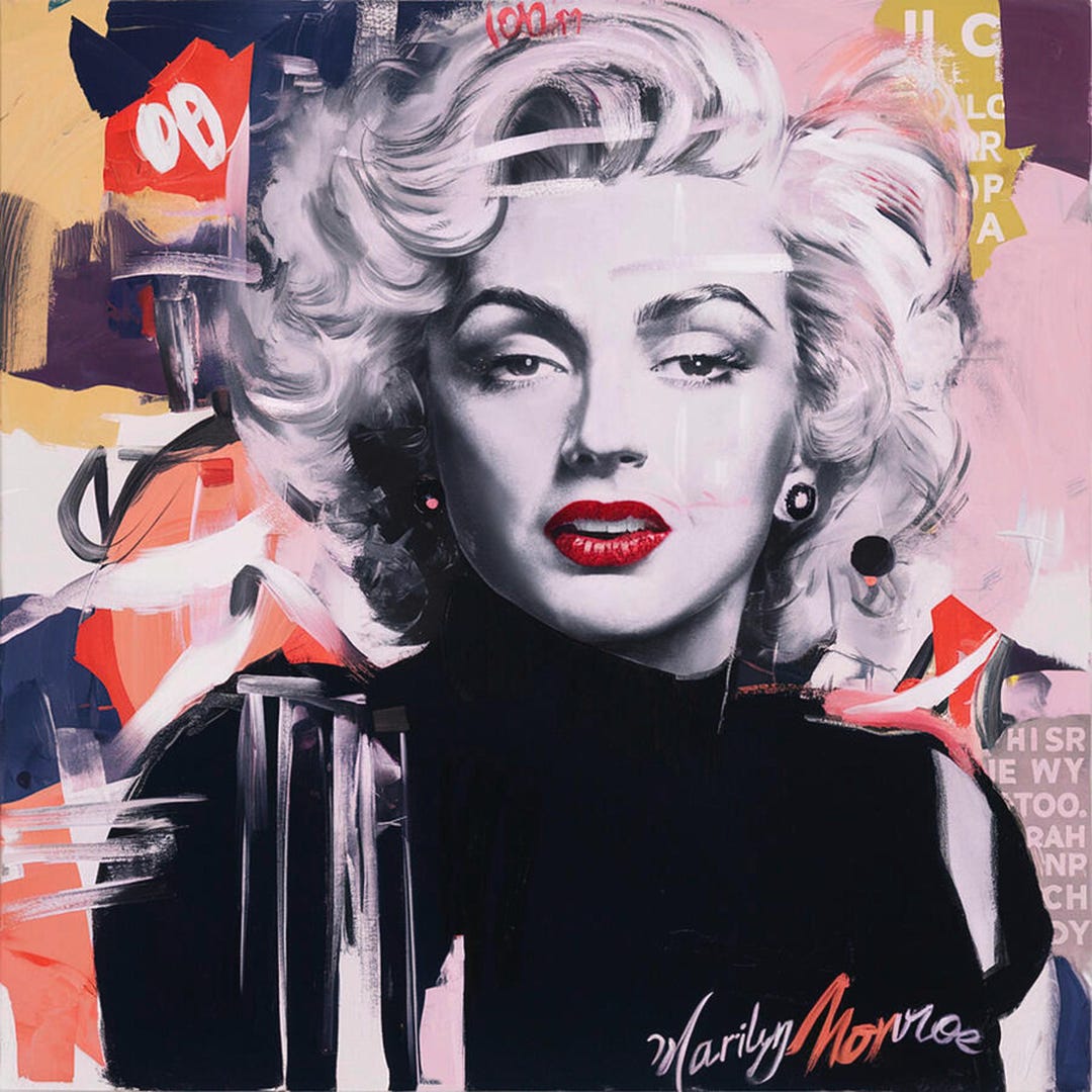 Homage Marilyn Monroe Vintage Collage Print Pink Modern Art ...
