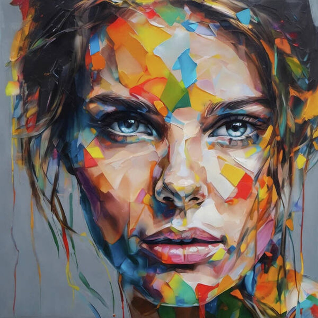 Female Splash Expressive 01 Anette Face Woman Colorful Colors Geometric ...