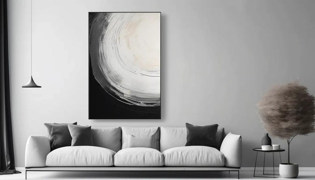 Large Cream Violin Black Expressive Abstract 90 X 120 Cm Gallery Print ...