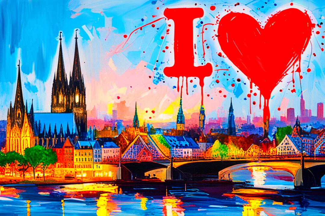 Skyline Cologne I Love Cologne Cathedral City 40 X 60 Cm Gallery Print ...