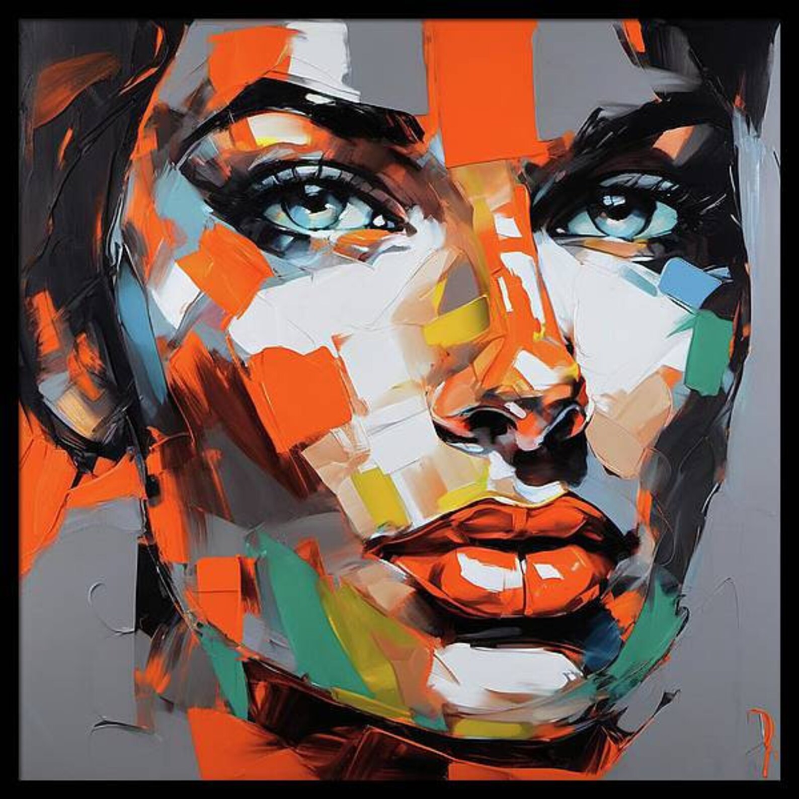 Female Face 02 - Portrait by Felix Von Altersheim 100x100 Framed ...