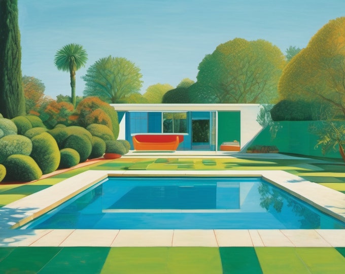 David Hockney Swimming Pool Springboard Water Reflections Bathroom ...