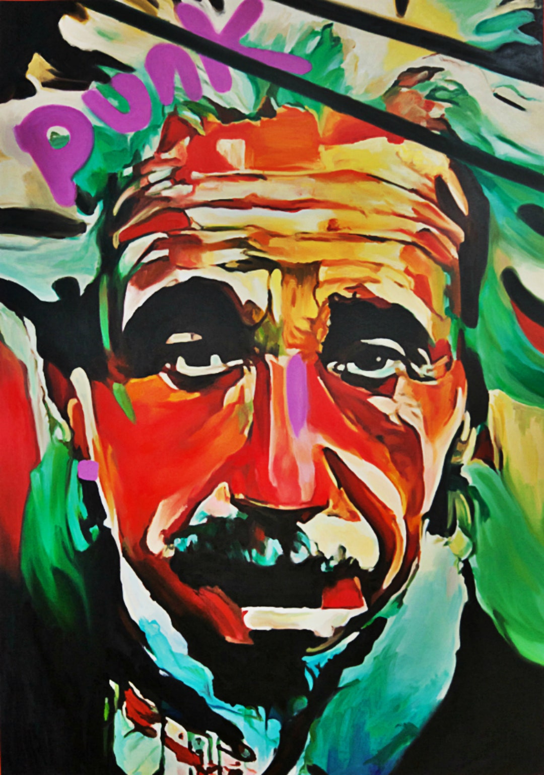 Albert Einstein Punk Street Art Modern Art up to 75x100 Canvas Print ...