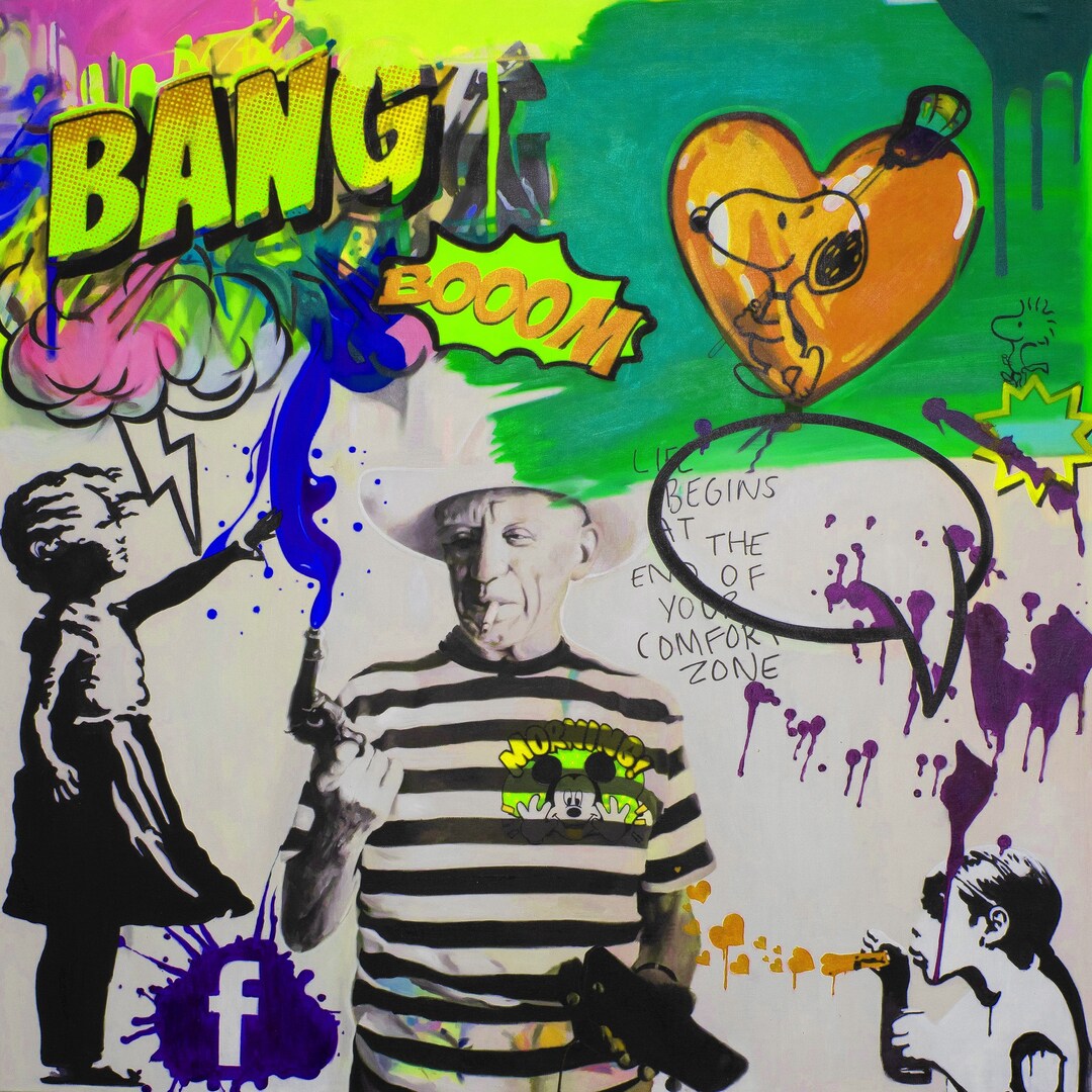 Homage to Pablo Picasso Girl With Balloon Neon 150 X 150 Cm Street Art ...