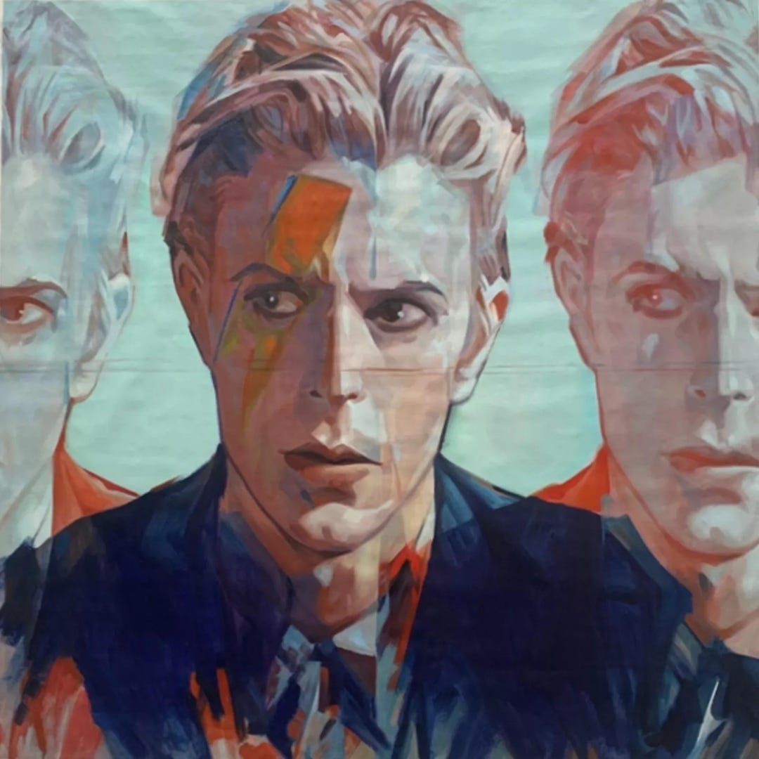 Original Oil Painting Homage David Bowie 3 Face Popular by Artist Felix ...