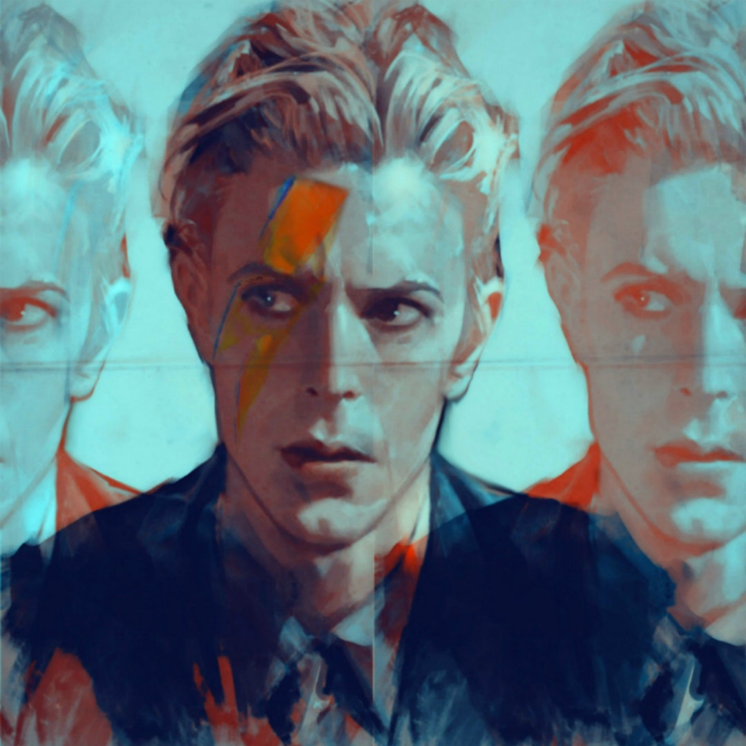 Motif David Bowie 3 Faces up to 150 X 150 Cm Canvas Print/british ...