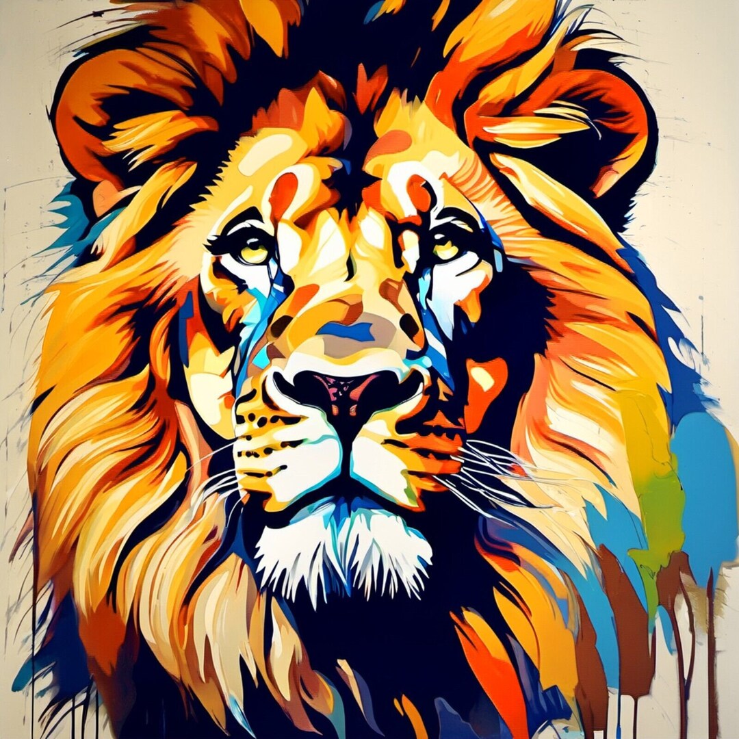Modern Art Lion 02 King of Animals Modern Art Colorful Decorative Print ...