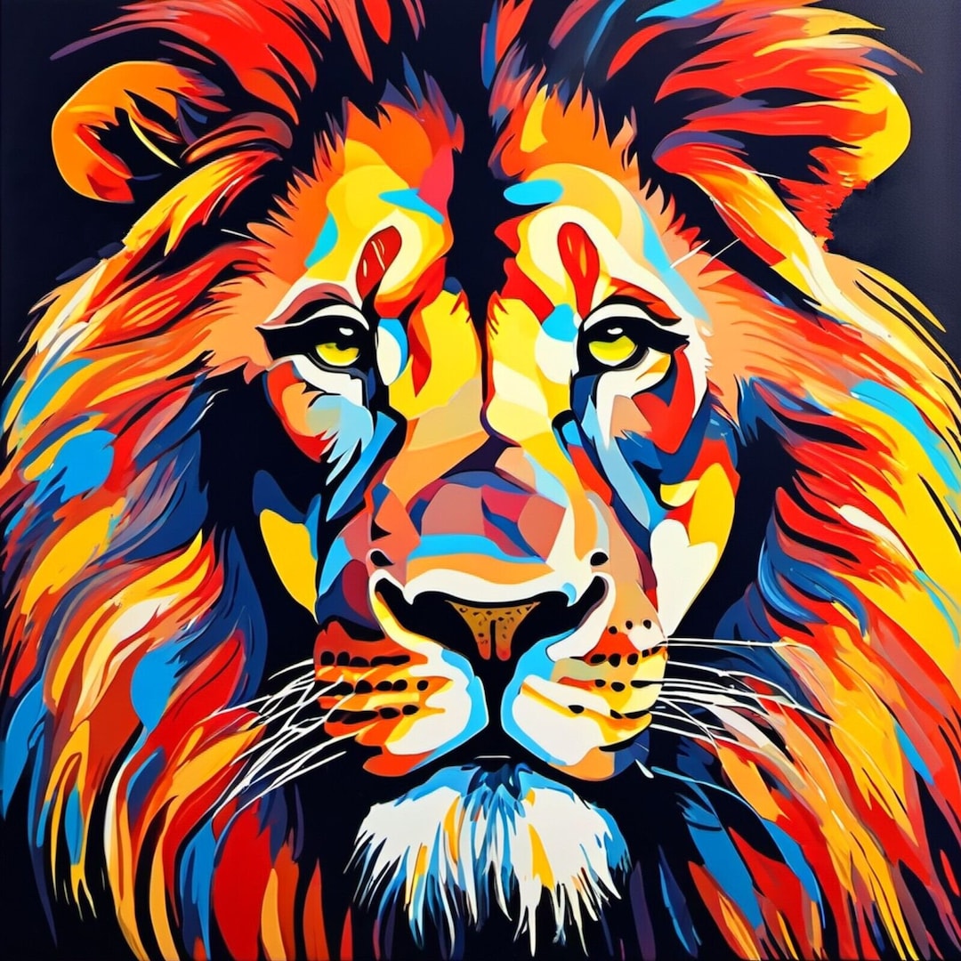 Colors Lion 01 King of Animals Modern Art Colorful Decorative Print ...