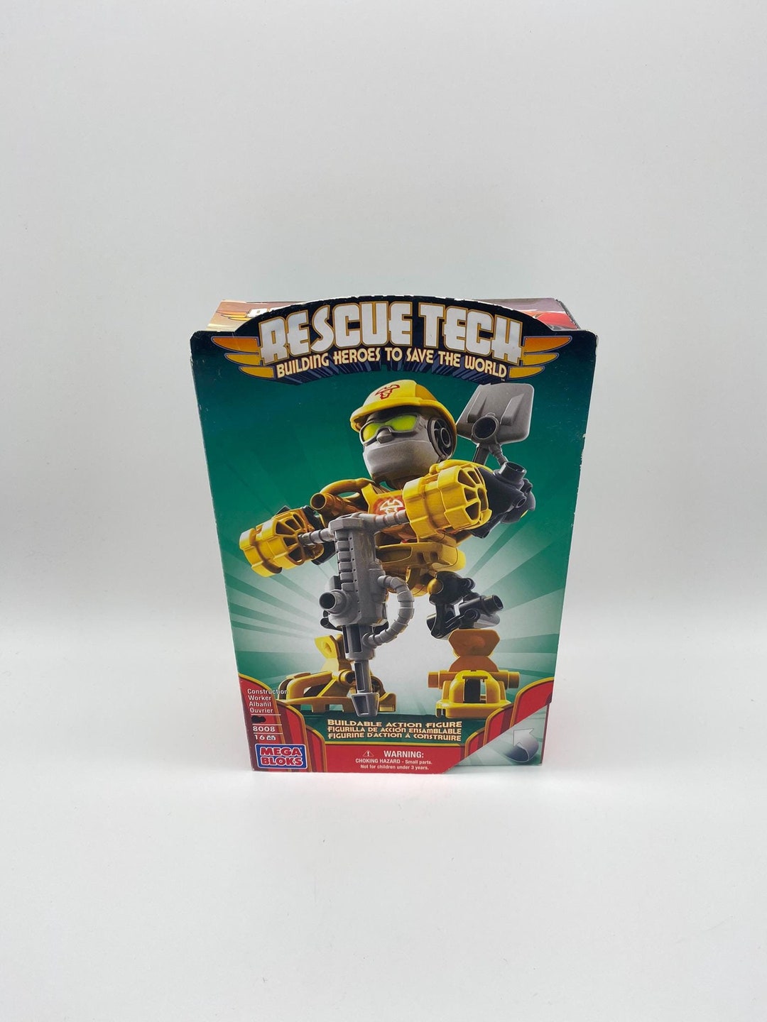 Vintage Mega Bloks Rescue Tech Figure Retro Construction Worker Toy ...
