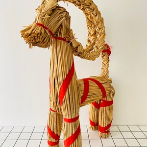 Vintage Large Yule Goat Straw Buck With Red Ribbon 1980s Julbock From ...