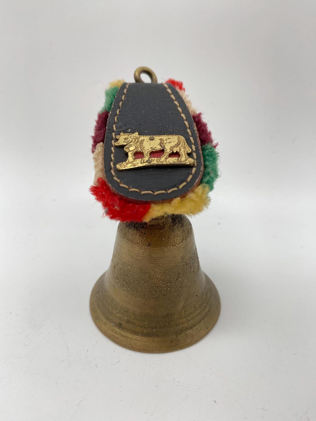 Antique Swiss Brass Cow Bell Vintage Swiss Small Bell With Colorful ...