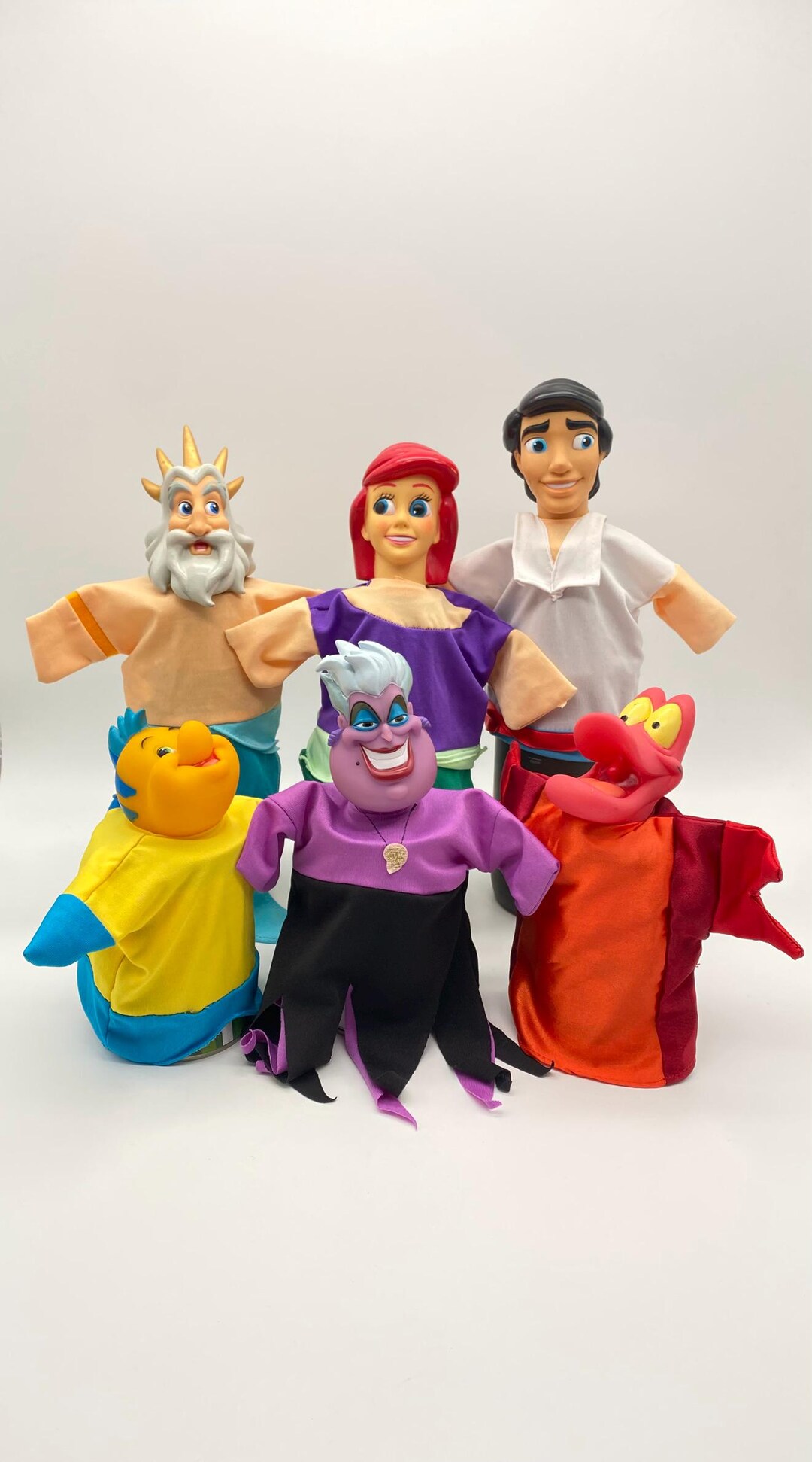 Disney the Little Mermaid Hand Puppets Ariel, Eric, Ursula, Flounder ...