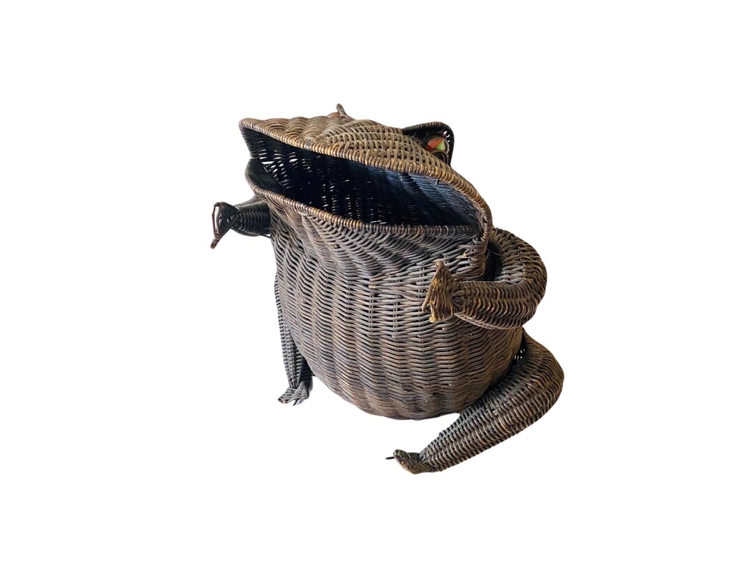 Vintage Mid Century Modern Rattan Frog Basket Olivier Cajan 1960s-70s ...
