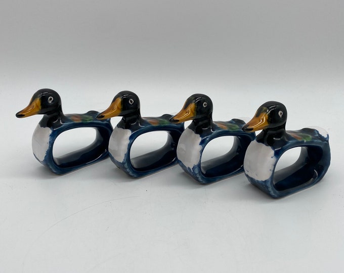 Set of 4 Mallard Ceramic Napkin Rings | Lot of 4 Vintage Duck Napkin ...