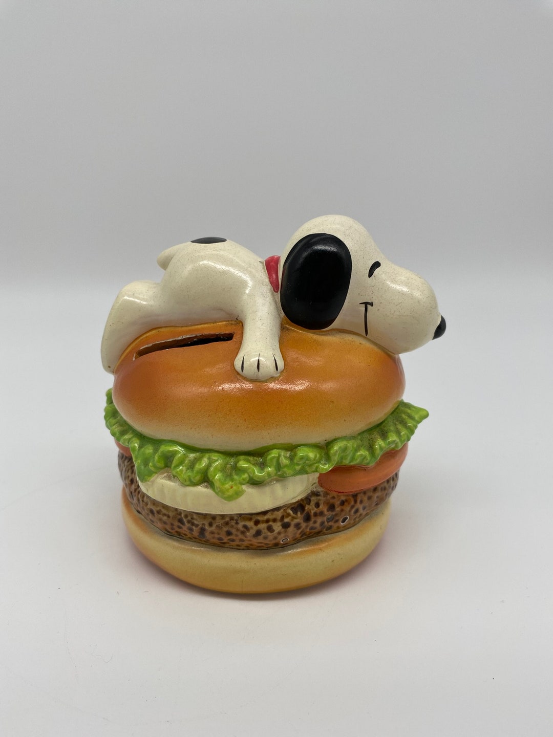 Rare Vintage Hamburger Snoopy Money Bank Ceramic Burger - Etsy