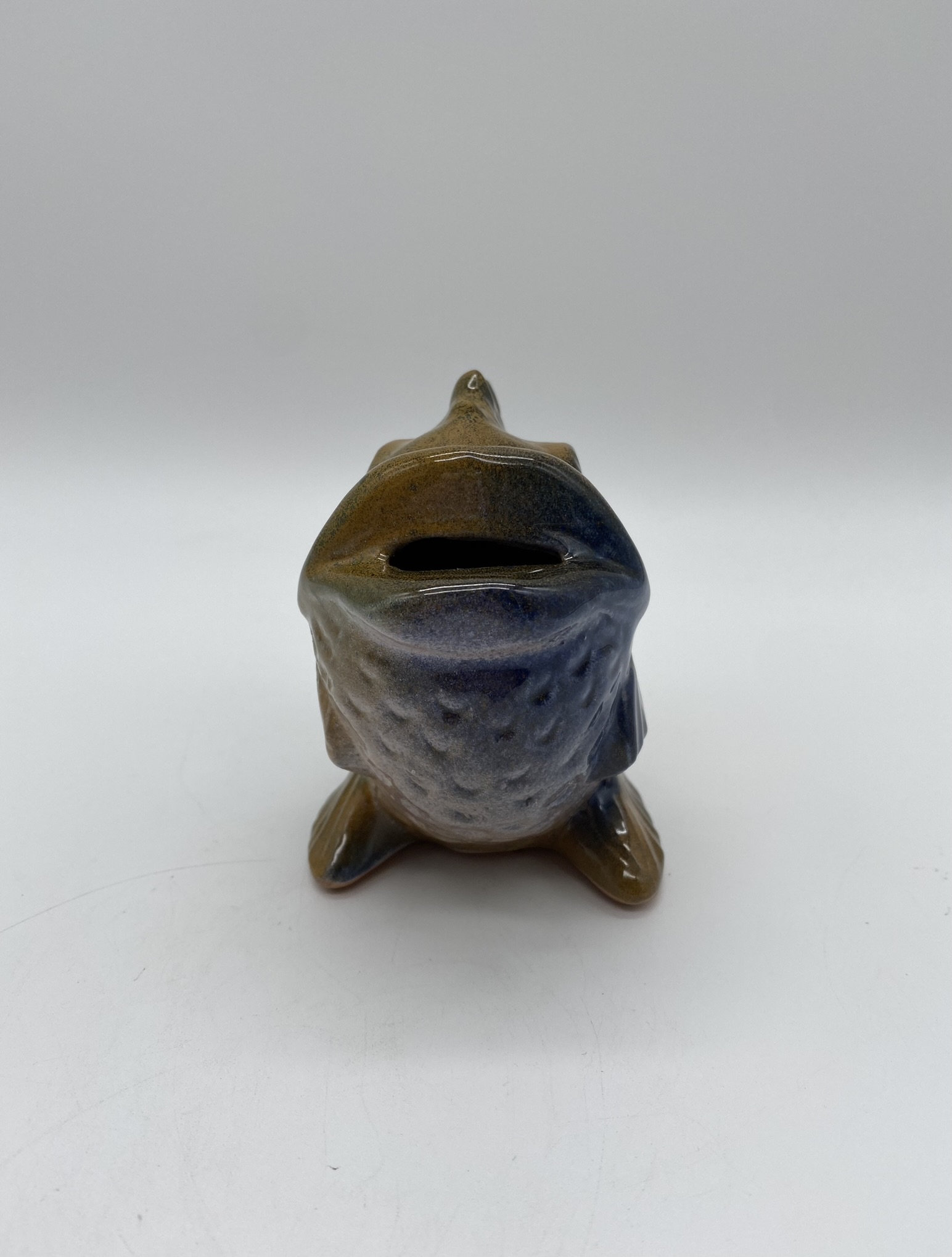 Vintage Ceramic Fish Coin Bank Piggy Bank With Brown, Blue and Orange ...