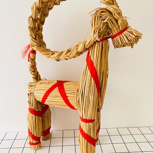 Vintage Large Yule Goat Straw Buck With Red Ribbon 1980s Julbock From ...