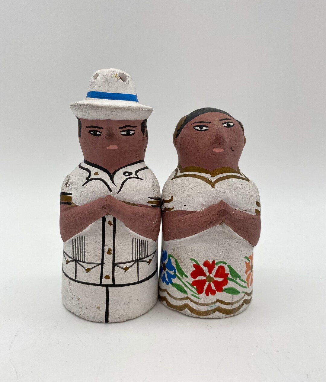 Vintage Mexican Clay Salt & Pepper Shakers Retro Table Shakers of ...