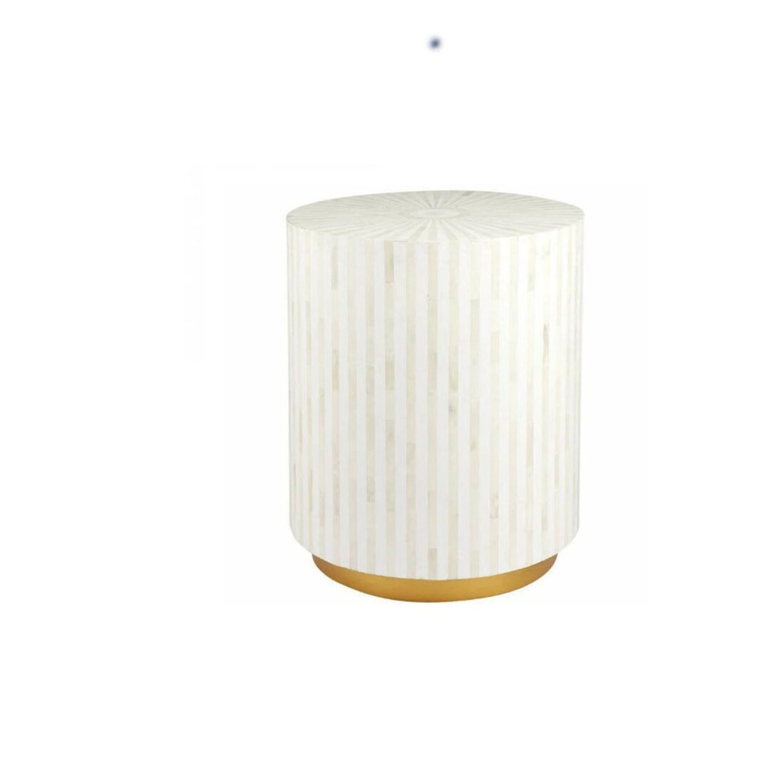 Bone Inlay Wooden Modern Round Pattern Side Table End Table - Etsy