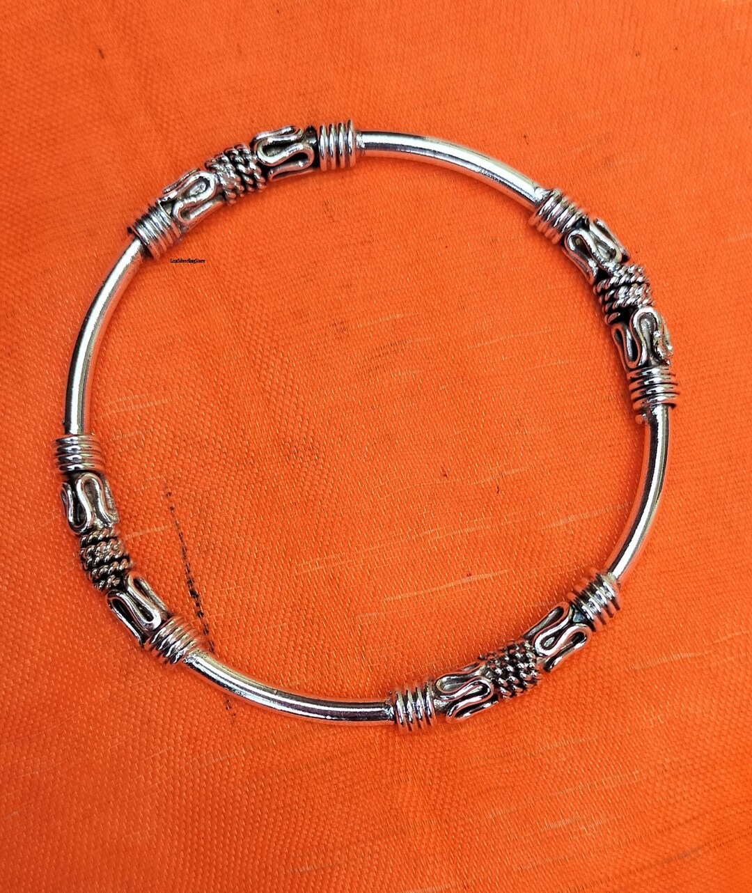Sterling Silver Bali Tribal Ornate Bangle Stacking Bracelet, Artisan ...
