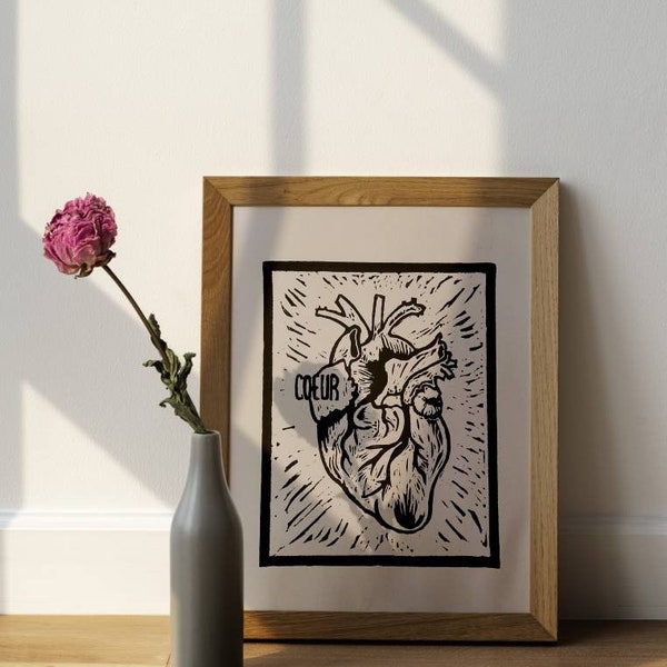 Heart Linocut - Etsy