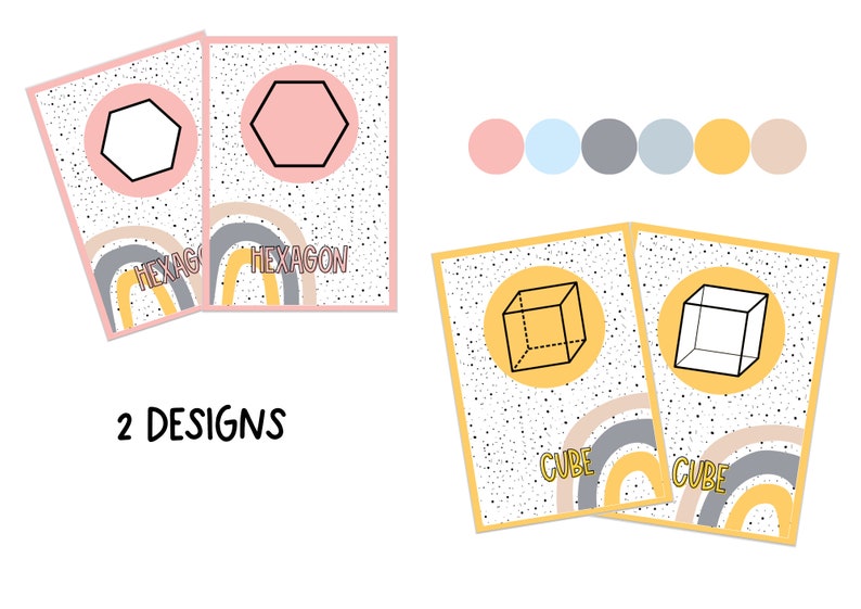 BOHO RAINBOW 2D & 3D Shapes Modern Class Decor - Etsy