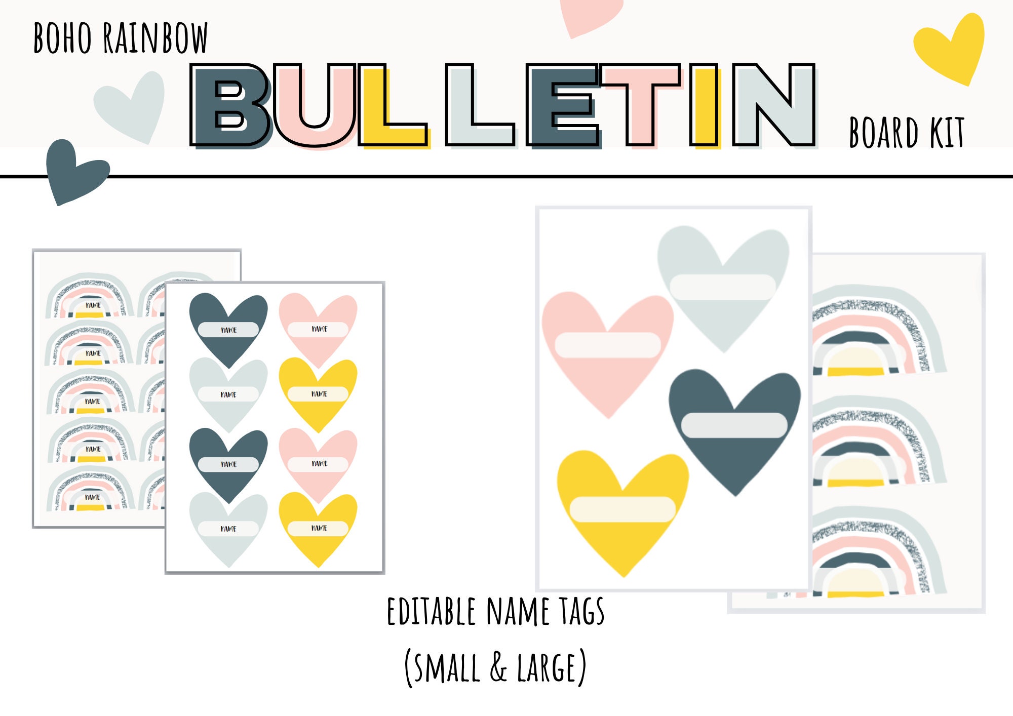 Boho Rainbow Bulletin Board Kit Rainbow Back to School Digital Download ...