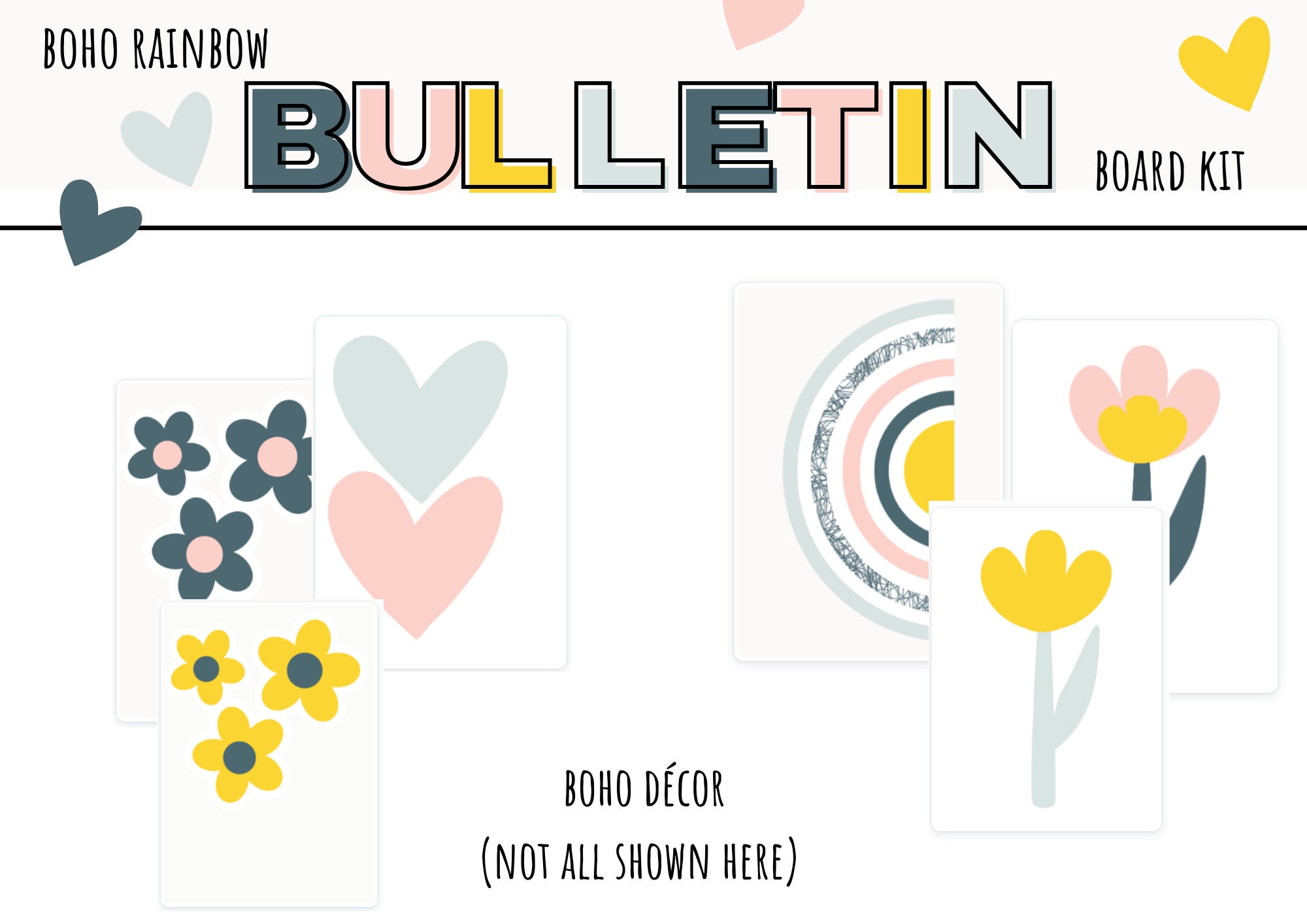 Boho Rainbow Bulletin Board Kit Rainbow Back to School Digital Download ...