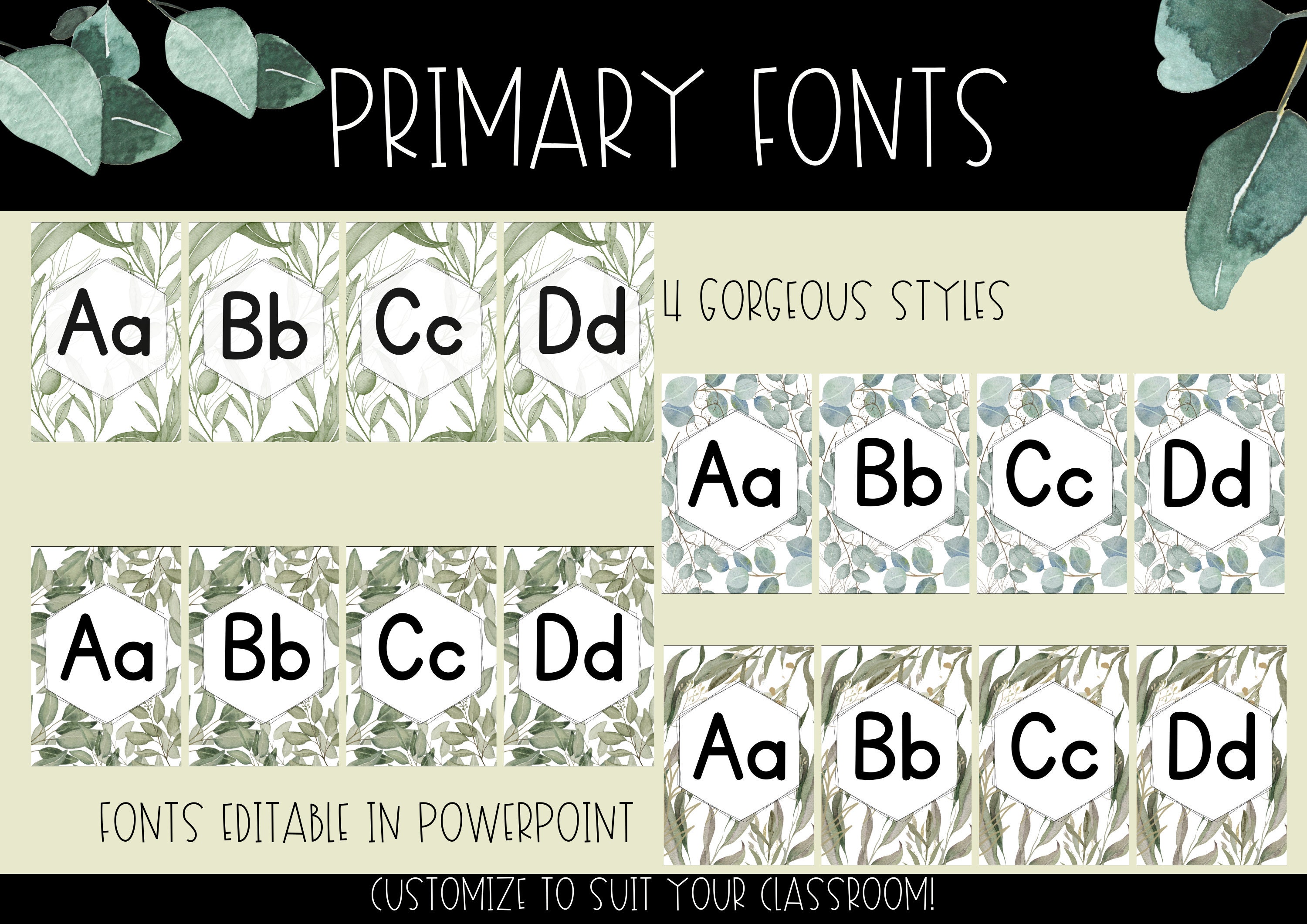 Australiana Theme Alphabet Posters GUM LEAF Alphabet Posters Eucalyptus ...