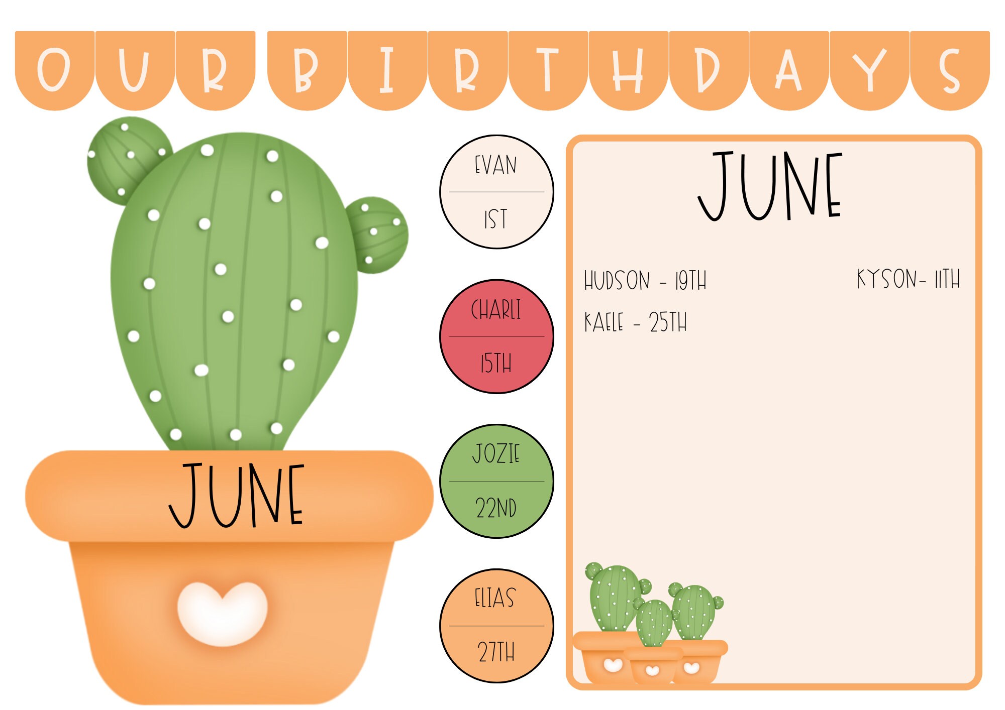 BOHO CACTUS Classroom Birthday Displays - Etsy