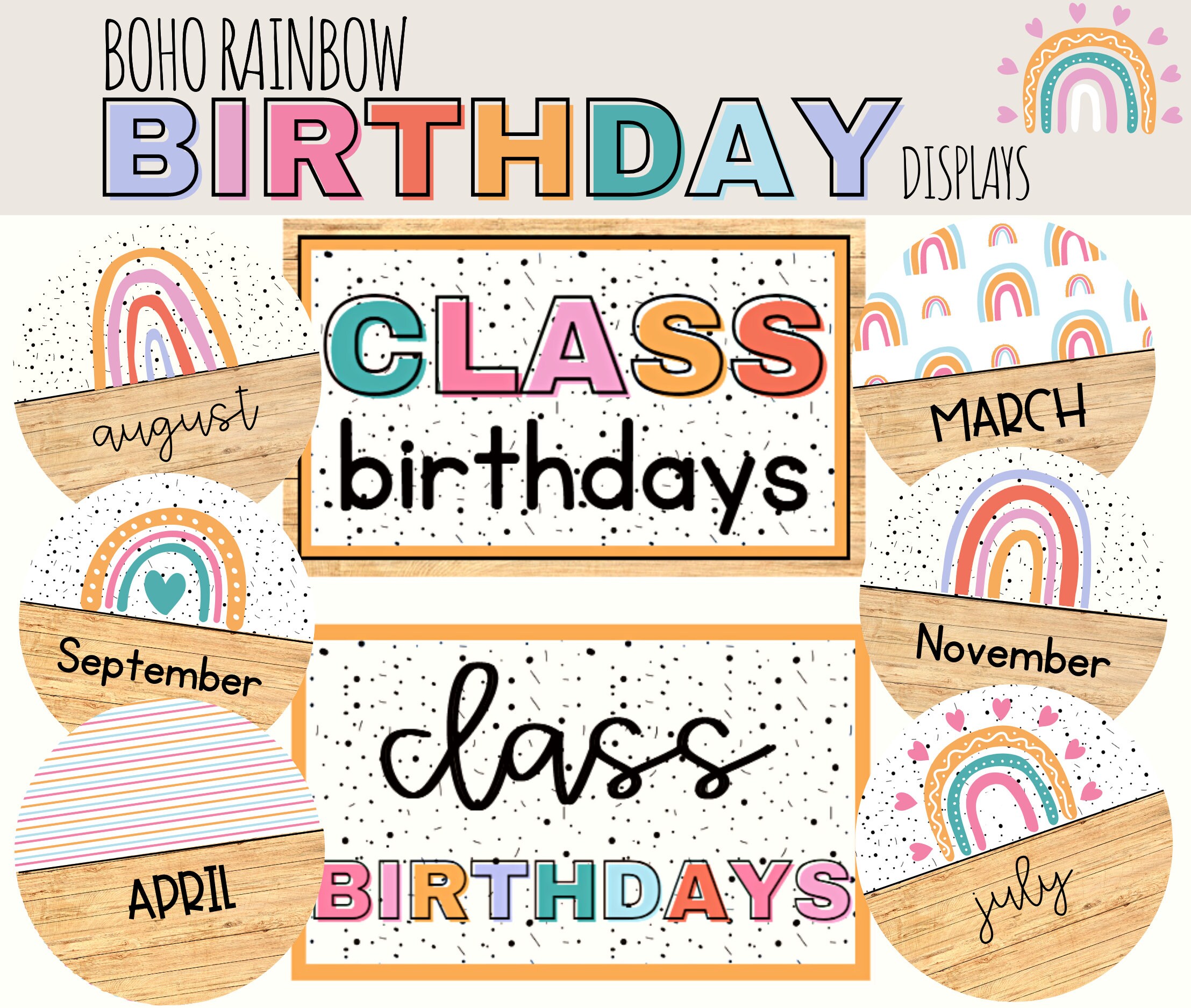 BRIGHT BOHO RAINBOW Birthday Displays Modern Retro - Etsy