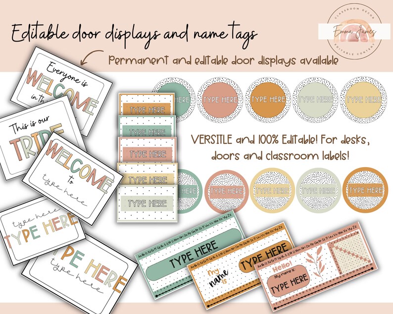 Neutral Polka Dot Classroom Bundle EDITABLE - Etsy