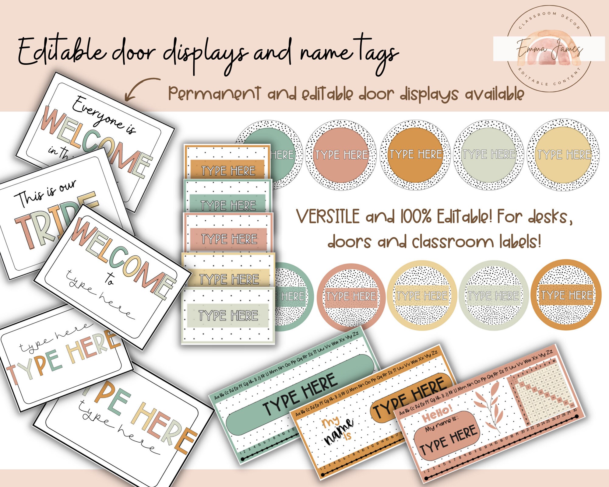 Neutral Polka Dot Classroom Bundle EDITABLE - Etsy