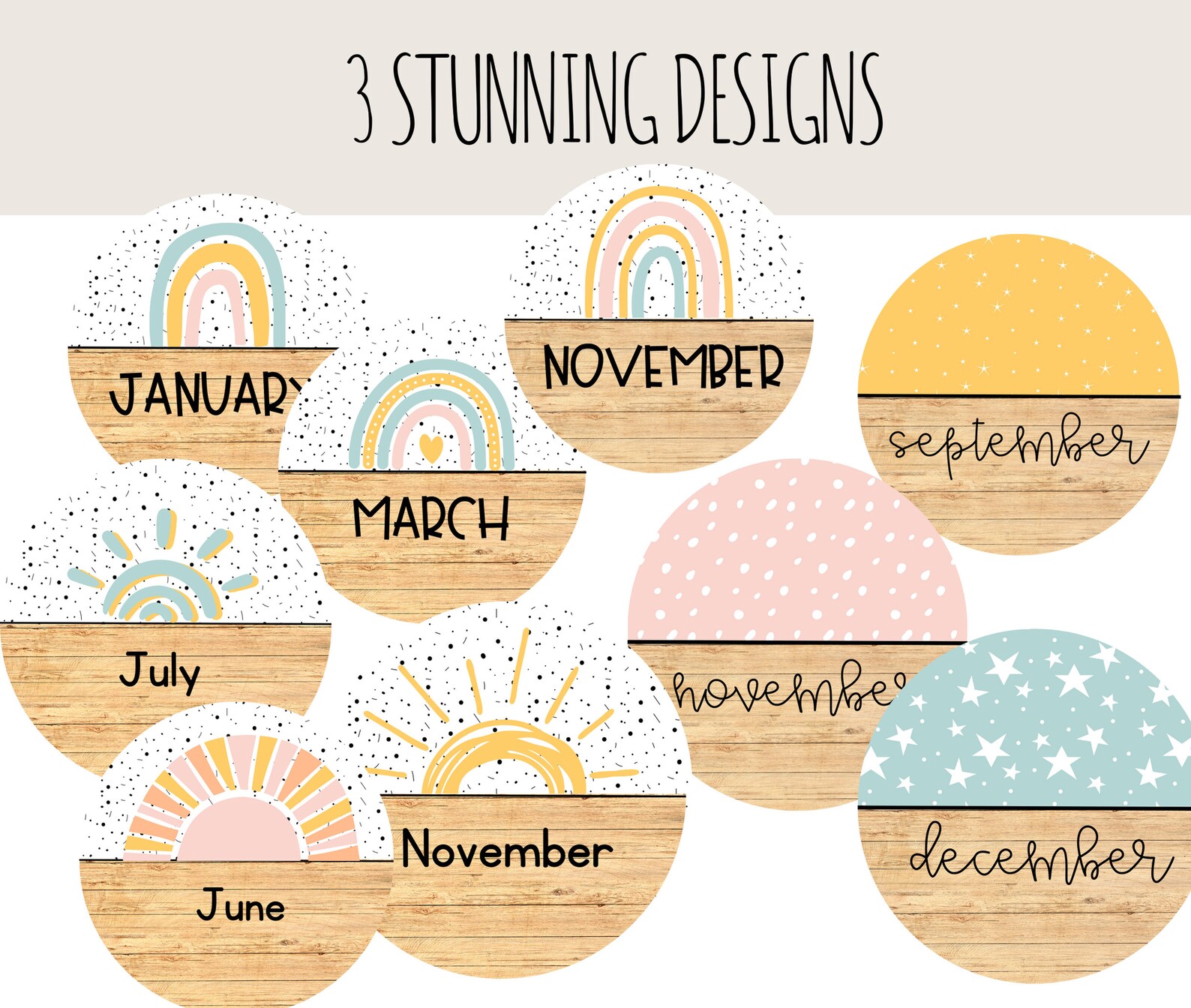 Boho Rainbow & Sky Classroom Birthday Displays Modern Retro - Etsy