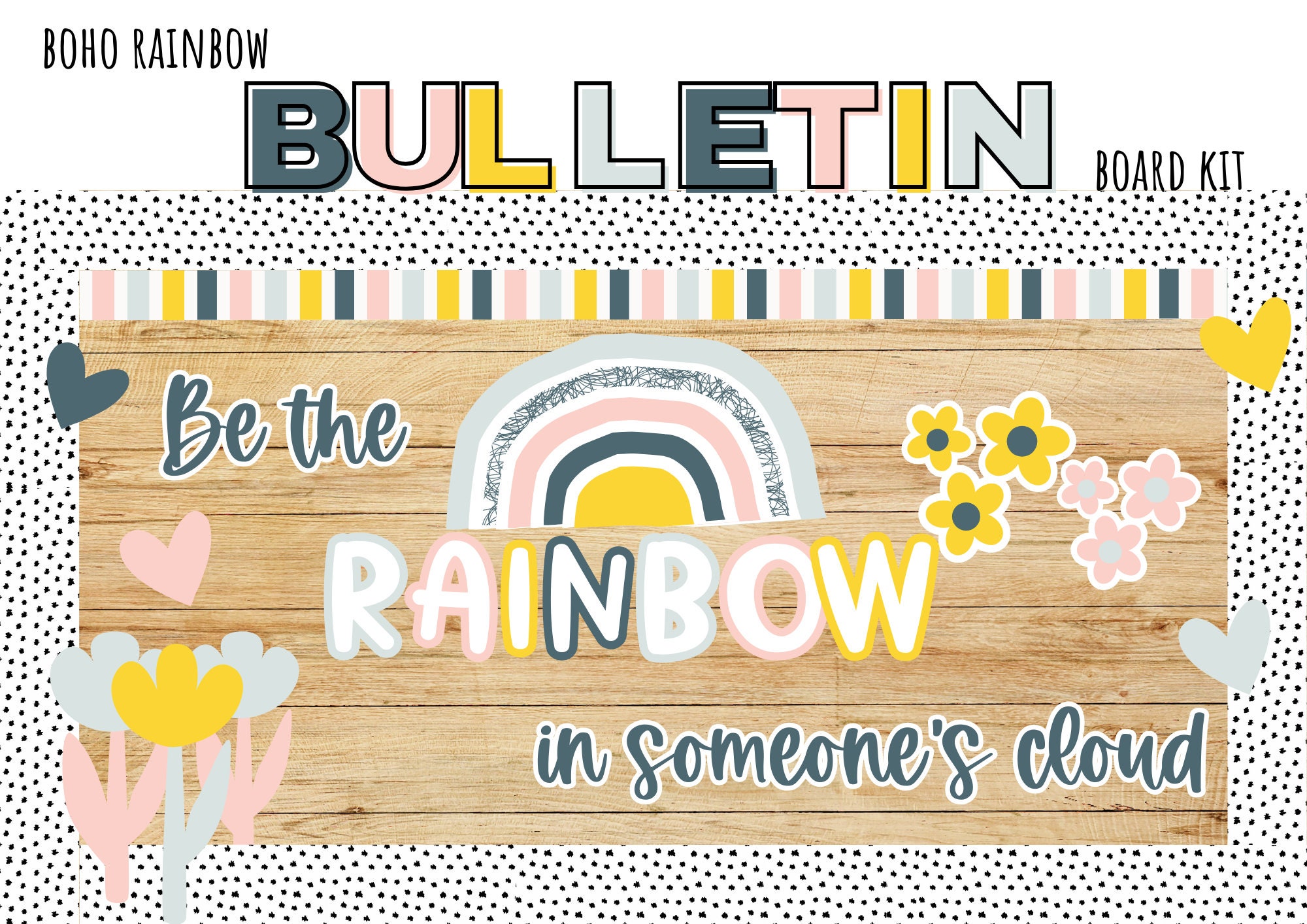 Boho Rainbow Bulletin Board Kit Rainbow Back to School Digital Download ...