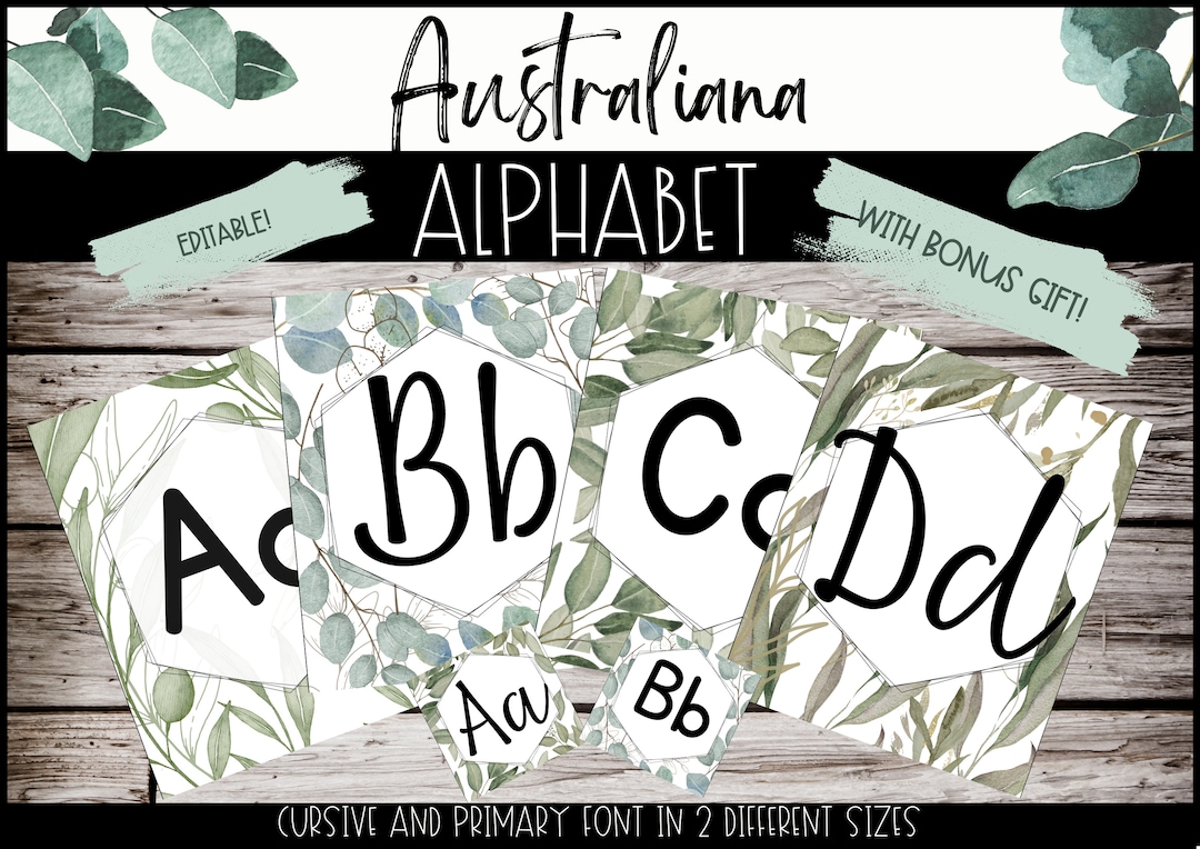 Australiana Theme Alphabet Posters GUM LEAF Alphabet Posters Eucalyptus ...