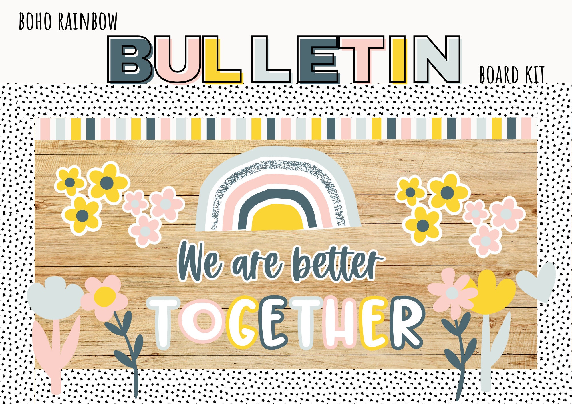 Boho Rainbow Bulletin Board Kit Rainbow Back to School Digital Download ...