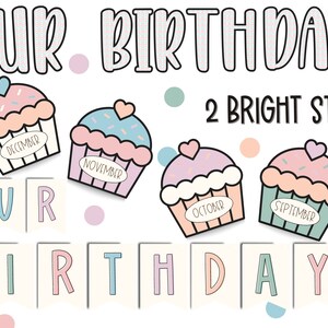 CUPCAKE BIRTHDAY Classroom Display Birthday Posters Boho - Etsy