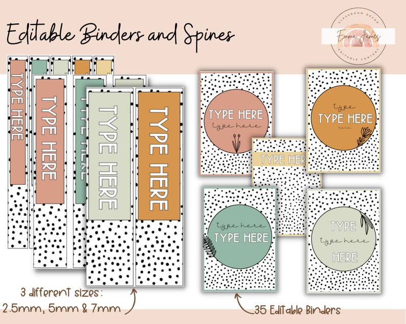 Neutral Polka Dot Classroom Bundle EDITABLE - Etsy