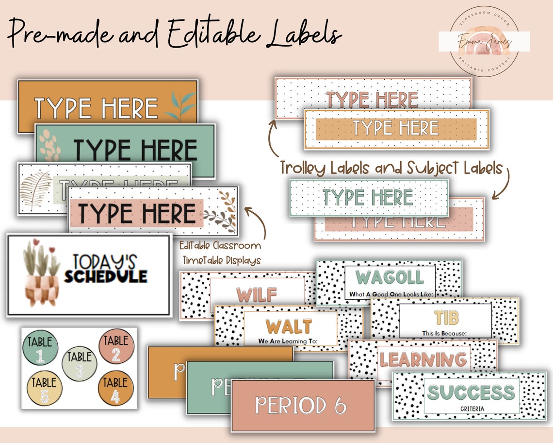 Neutral Polka Dot Classroom Bundle EDITABLE - Etsy