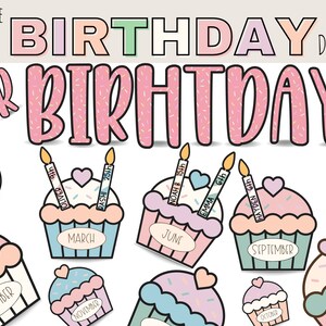 CUPCAKE BIRTHDAY Classroom Display Birthday Posters Boho - Etsy