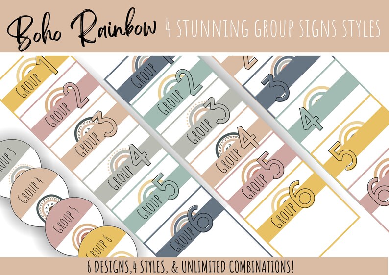 BOHO CLASSROOM DECOR Reading Group Bundle Rainbow Décor Simple Modern ...