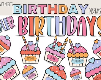 BRIGHT CUPCAKE CLASSROOM Birthday Display Modern Editable All About Me ...