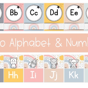 BOHO RAINBOW Alphabet & Number Classroom Display Modern Decor - Etsy